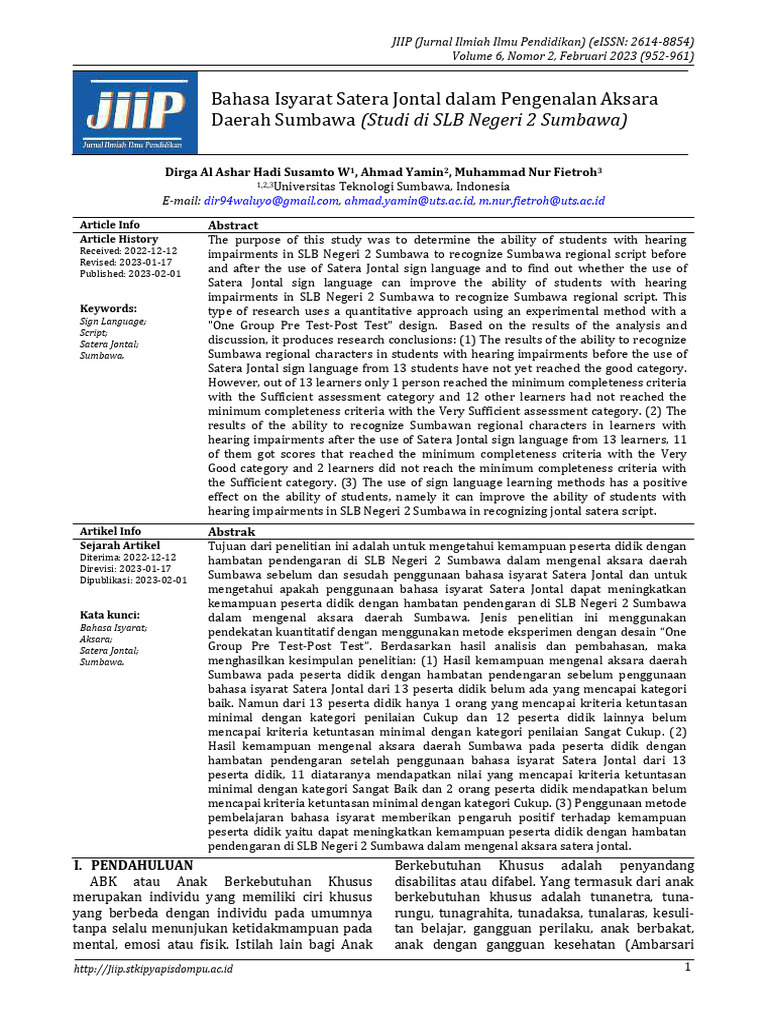 Bahasa Isyarat Satera Jontal Dalam Penge | PDF | Bahasa | Kajian Bahasa Asing