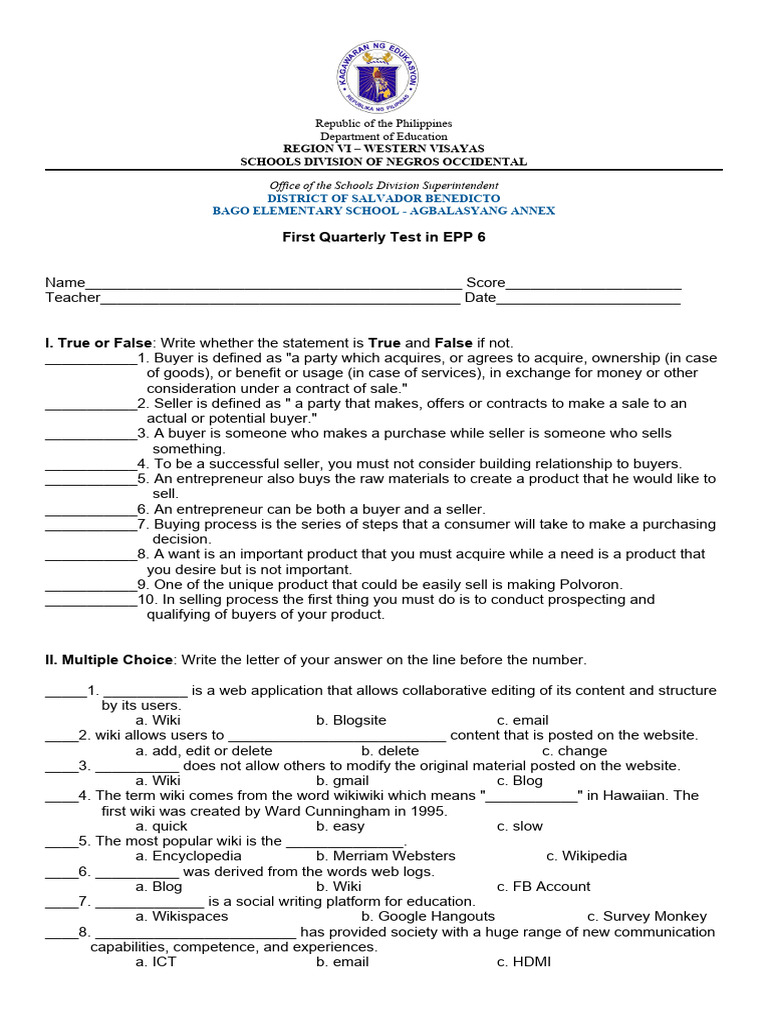 Epp-ict q1 Exams | PDF