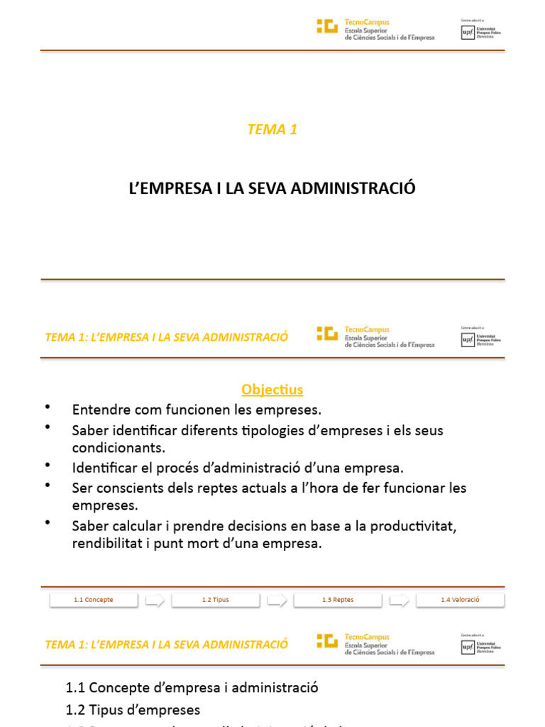 ADE Tema 1 Empresa I Administracio-Total | PDF