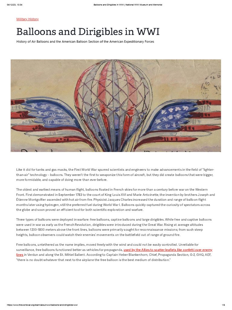 Balloons and Dirigibles in WWI | PDF | Balloon (Aeronautics) | Airship