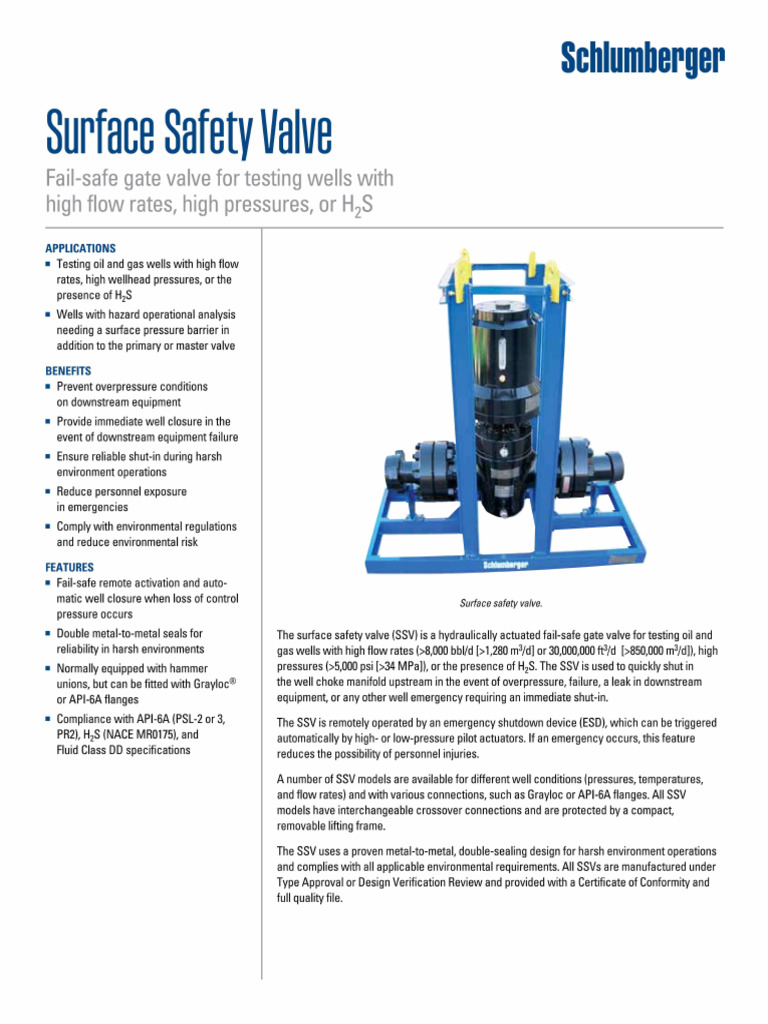 Schlumberger SSV Valve | PDF
