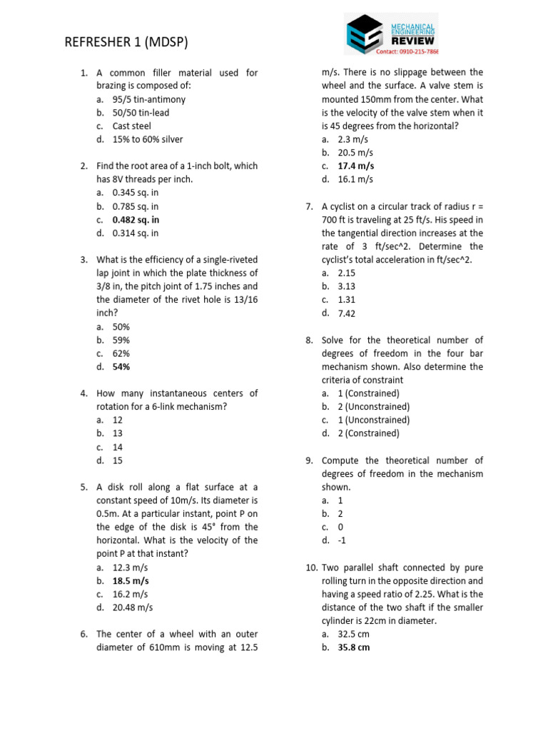 Refresher 1 MDSP | PDF