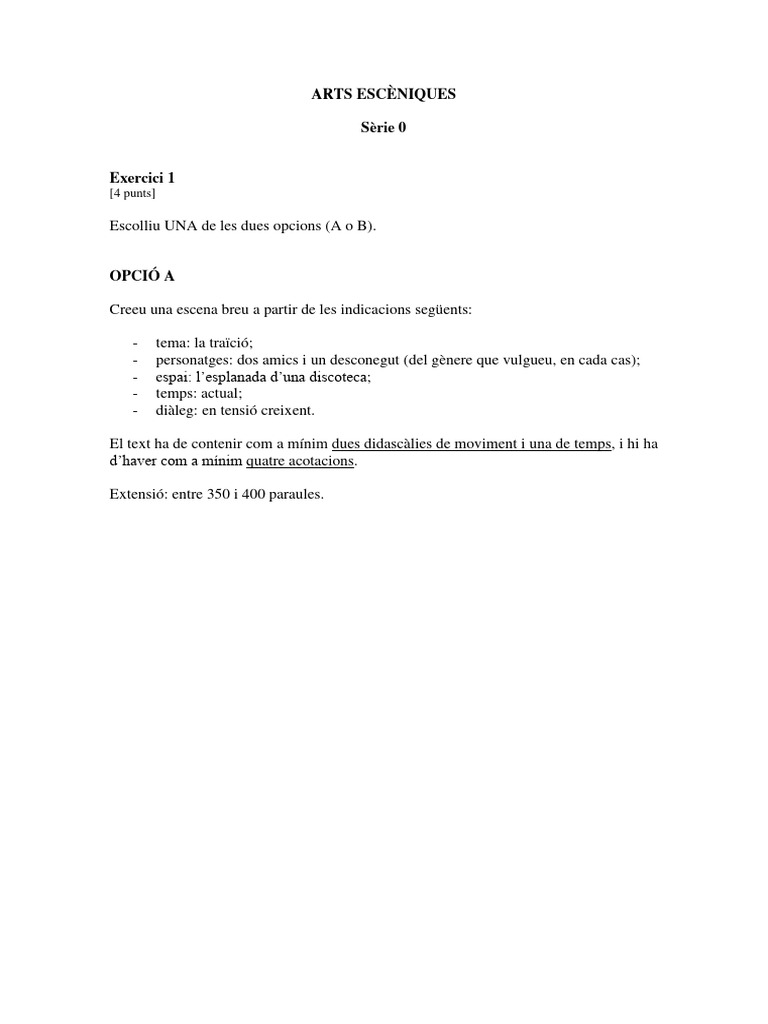 Model Examen ArtsEsceniques | PDF