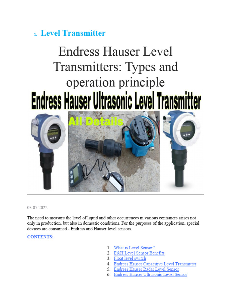 Level Transmitter | PDF | Radar | Pressure