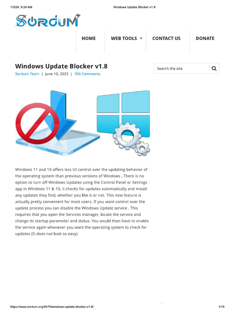 Windows Update Blocker v1.8 | PDF