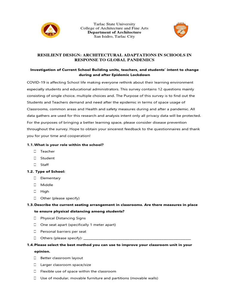 Research Questionnaire Updated | PDF | Classroom | Disinfectant