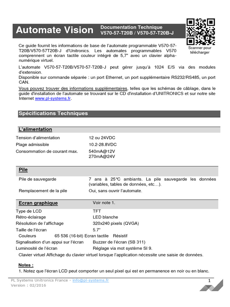 Automate Programmable V570 d'Unitronics | PDF | USB | Débit binaire