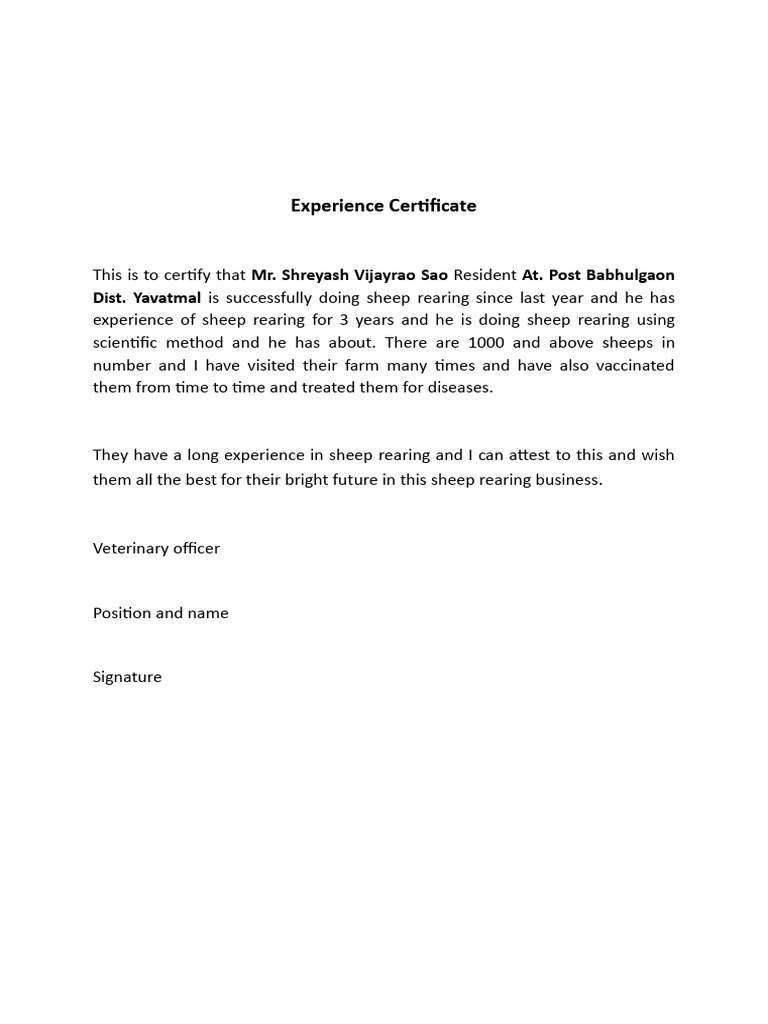 Shreyas Experience Certificate Sheep | PDF