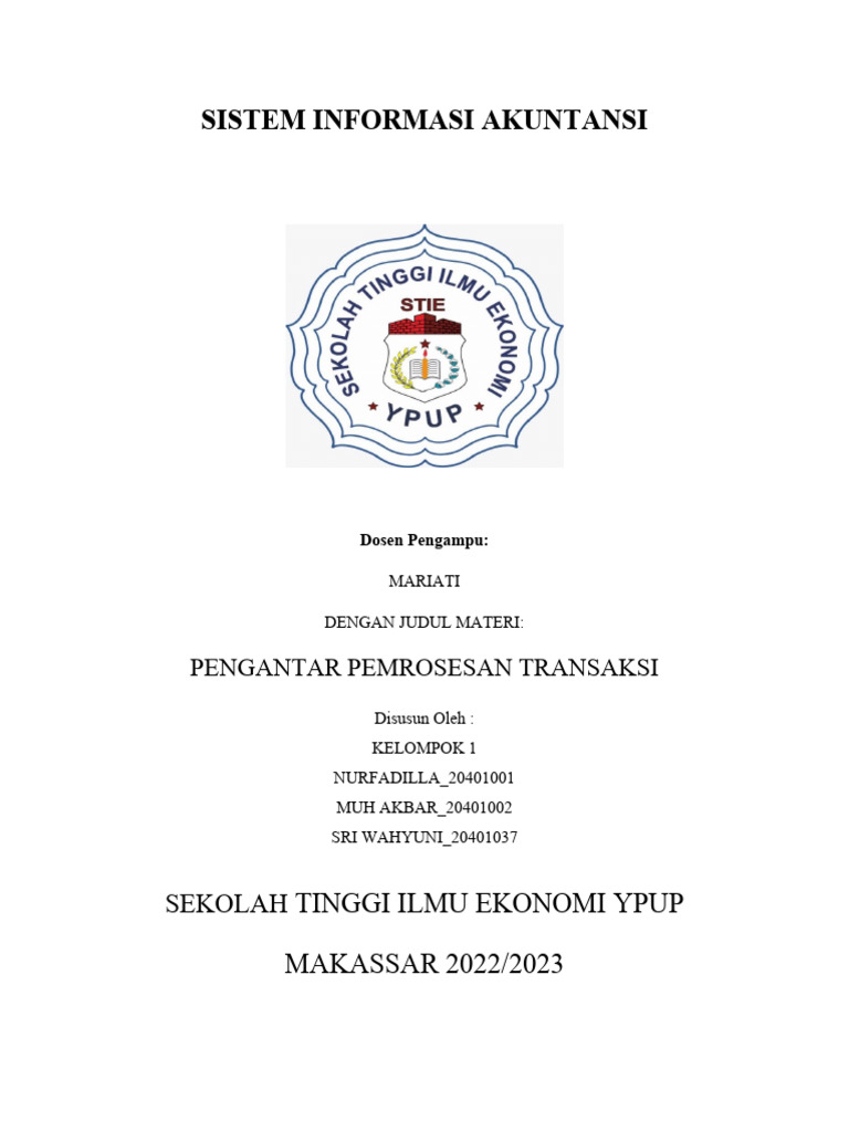 Sistem Informasi Akuntansi Makalah KLP1 | PDF