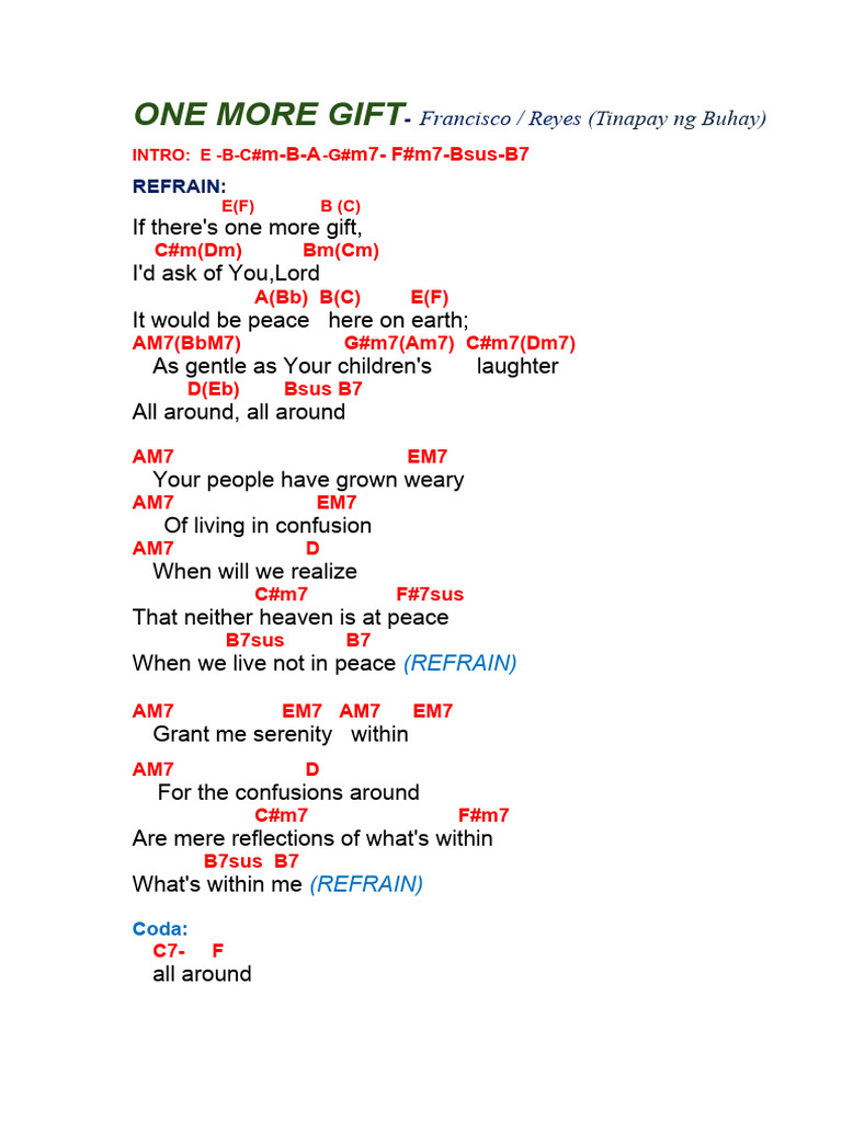 One More Gift: Lyrics and Chords | PDF