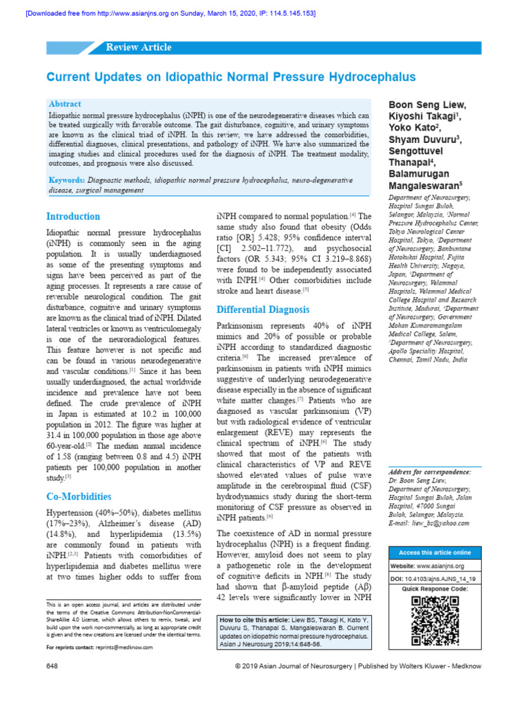 Current Update in Idiopathic Intracranial Pressure | PDF ...