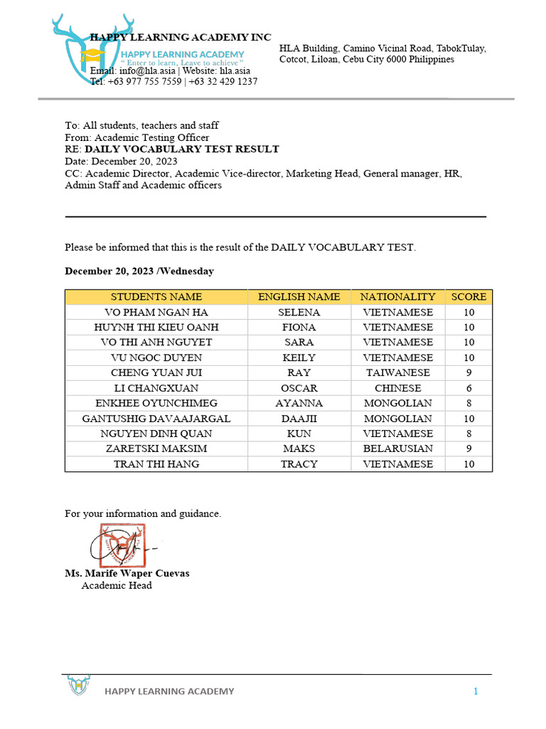 Voca Test Dec 20 | PDF