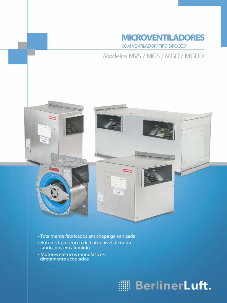 1.7 - Micro Ventiladores - Modelos MVS, MGS, MGD e MGDD | PDF