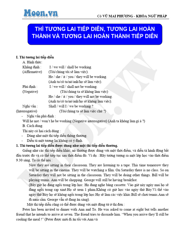 thi tuong lai tiep dien hoan thanh va hoan thanh tiep dien | PDF