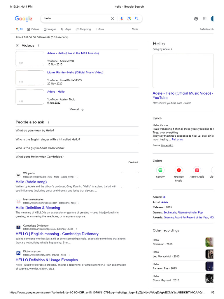 Hello - Google Search | PDF | Adele