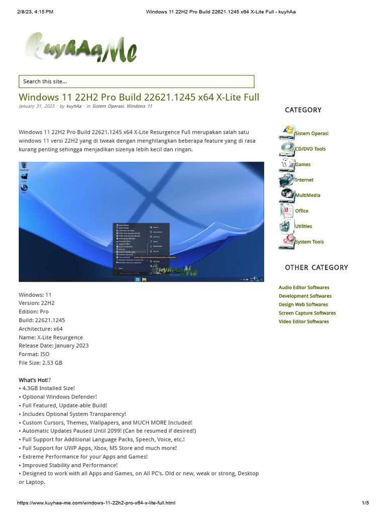 Windows 11 22H2 Pro X-Lite Download | PDF | Microsoft Windows | Windows 7
