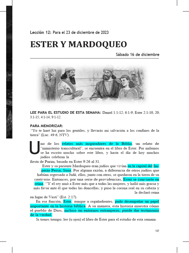 Leccion 12 | PDF | Esther | Libro de Ester