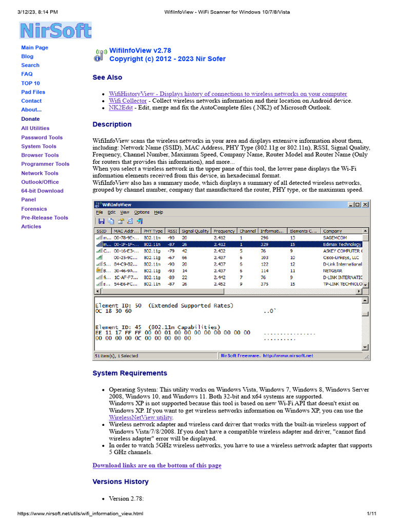 WifiInfoView - WiFi Scanner For Windows 10 - 7 - 8 - Vista | PDF | Wi ...