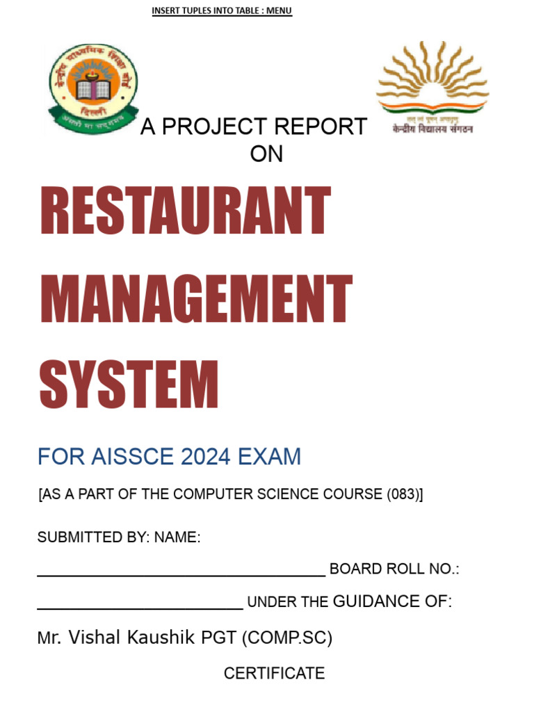 Project On Hotel Management 12 | PDF | Relational Database | Databases