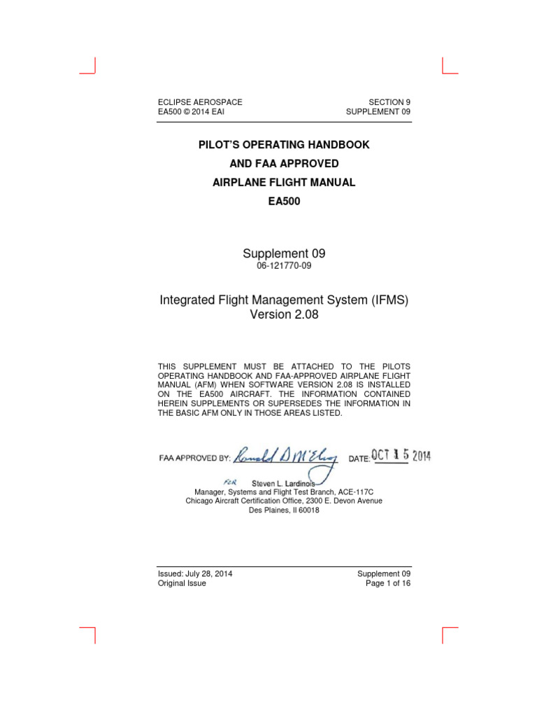 Supplement 09: Pilot'S Operating Handbook and Faa Approved Airplane ...