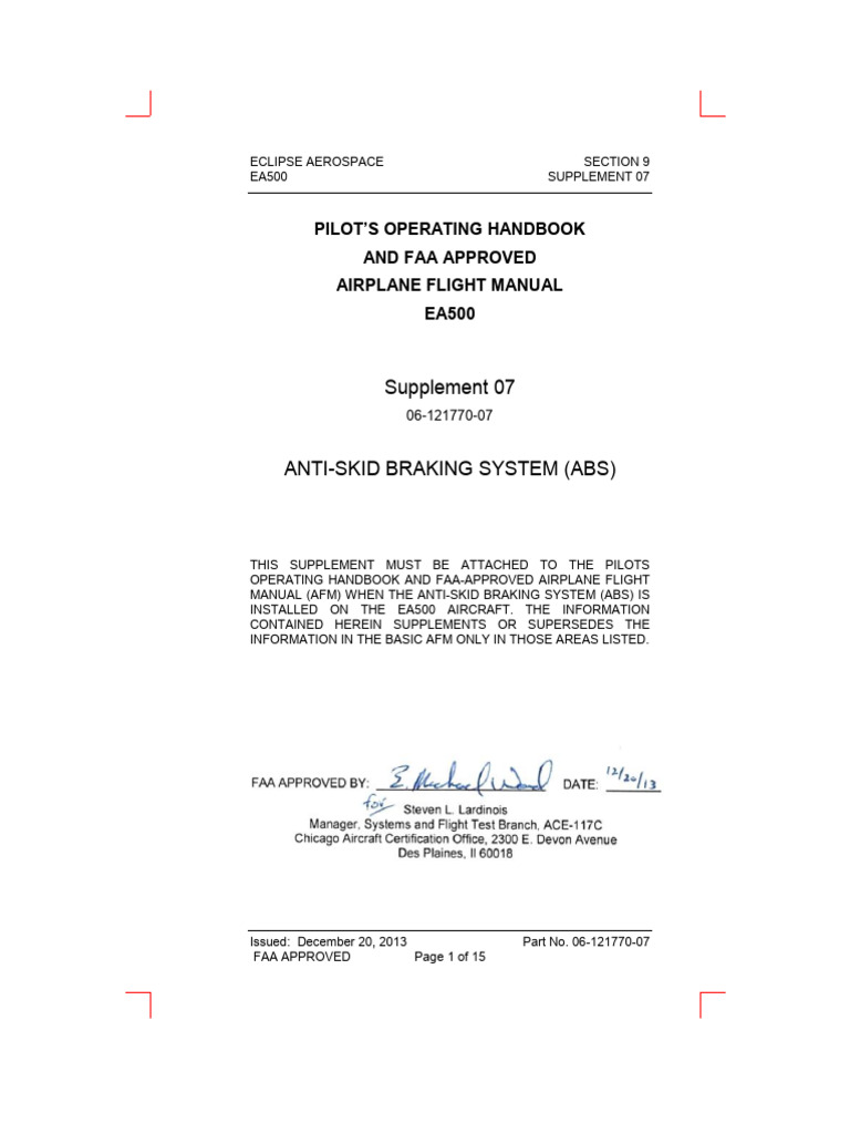 Supplement 07: Pilot'S Operating Handbook and Faa Approved Airplane ...