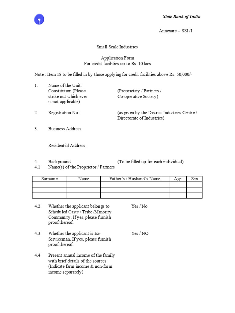 SBI SMILE Scheme Application Form | PDF | Loans | Banks