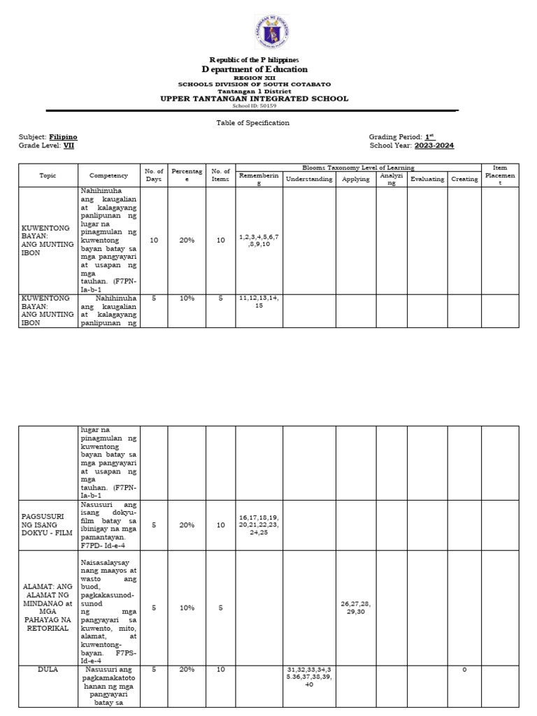 Filipino 7-Tos | PDF
