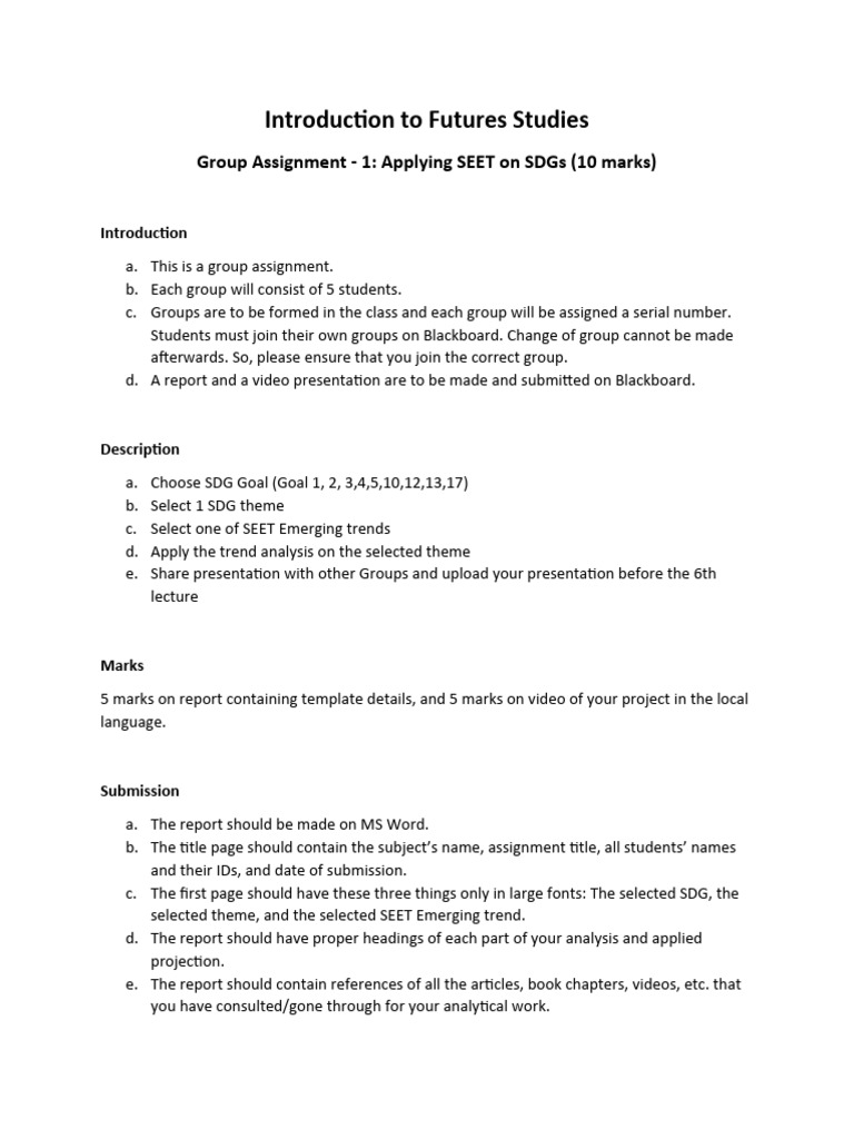 Group Assignment 1 - SEET and SDG | PDF