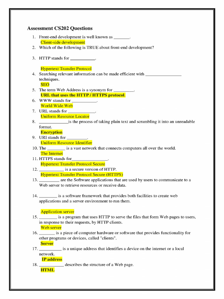 CS202 Short Notes Question HTML 1 To 29 Lectures | PDF
