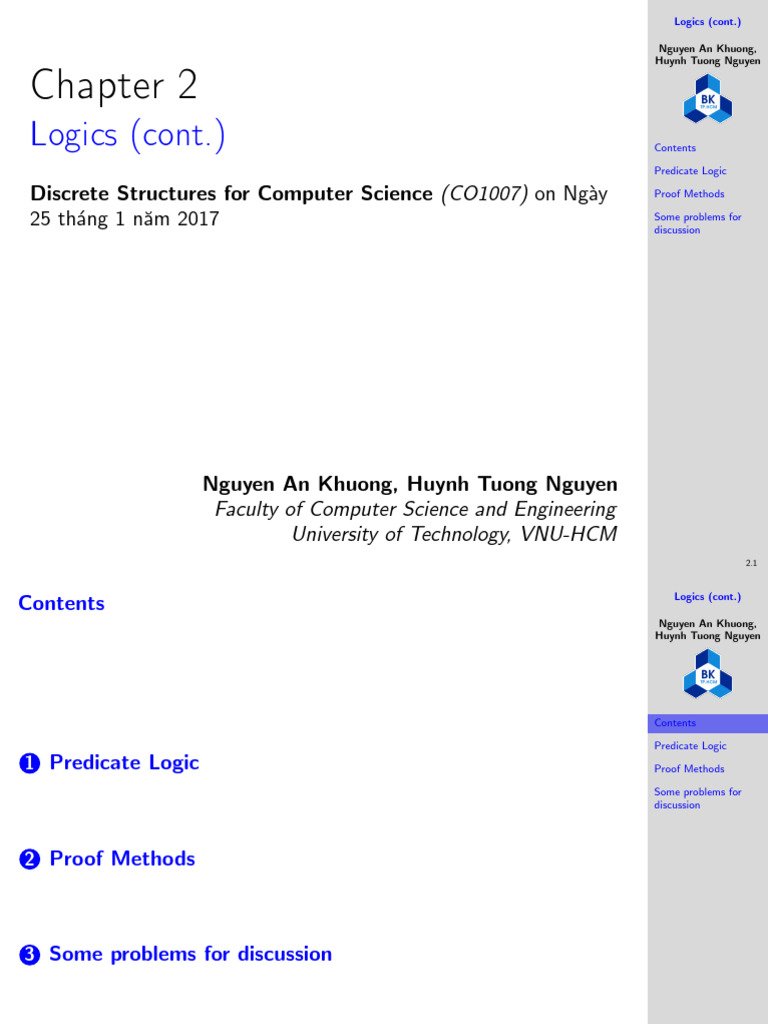 DS Ch2 Predicate Logic and Proving Methods Handout | PDF