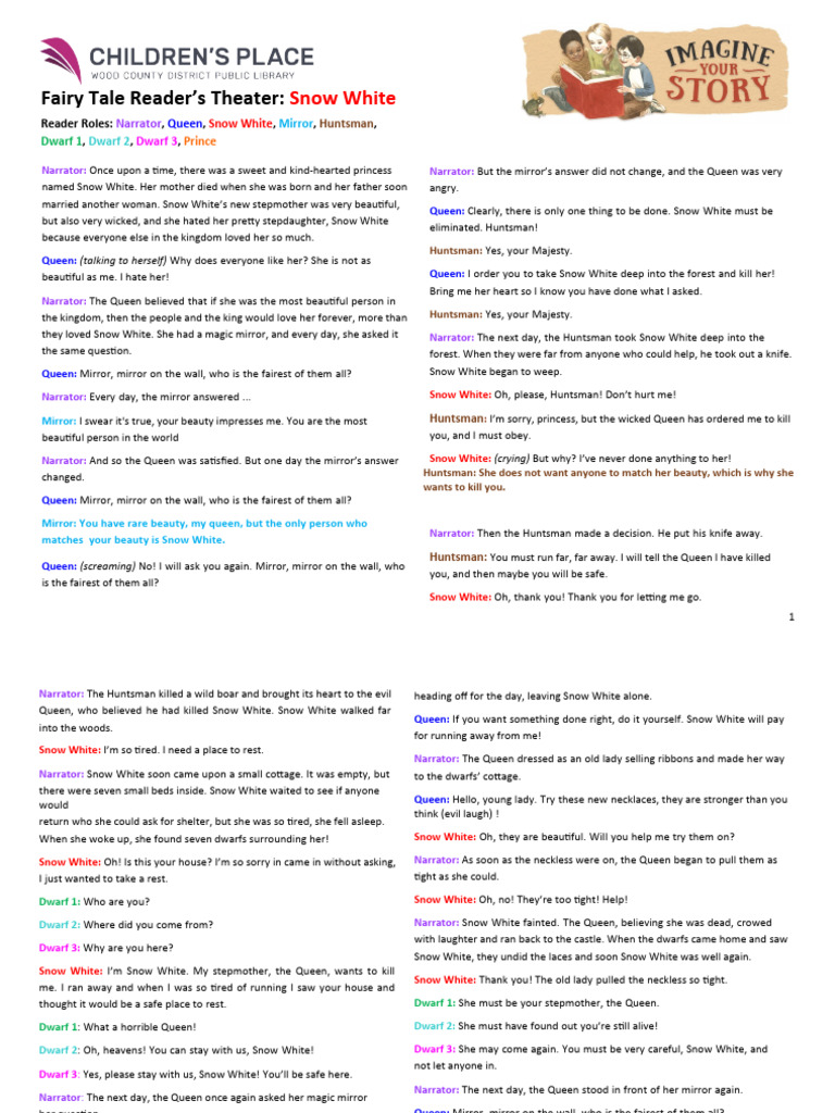 Snow White and The Seven Dwarfs Readers Theatre | PDF | Home & Garden | Art
