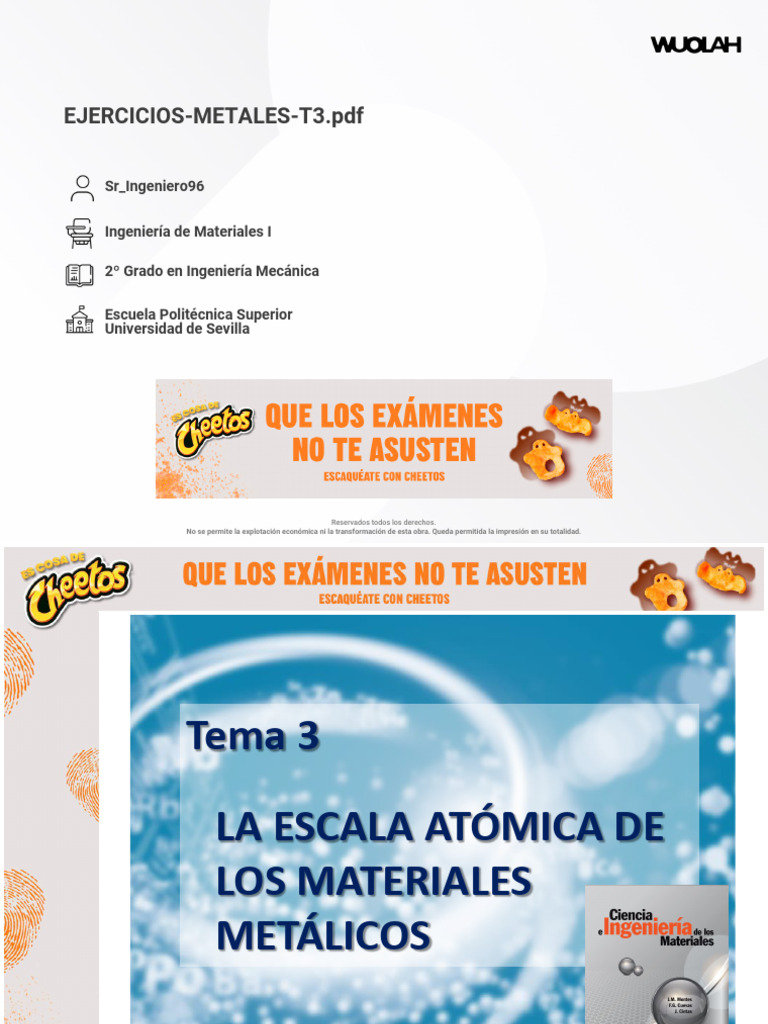 Wuolah Free EJERCICIOS METALES T3 | PDF | Mole (Unidad) | Ciencias fisicas