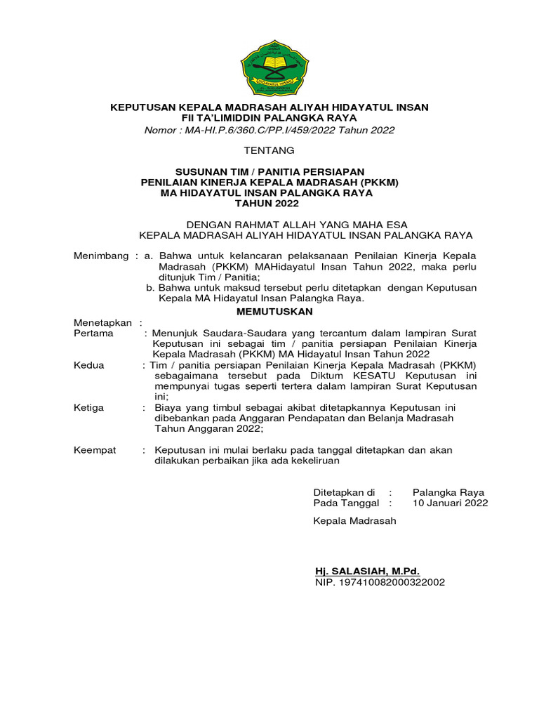SK Tim PKKM Mahi 2022 | PDF