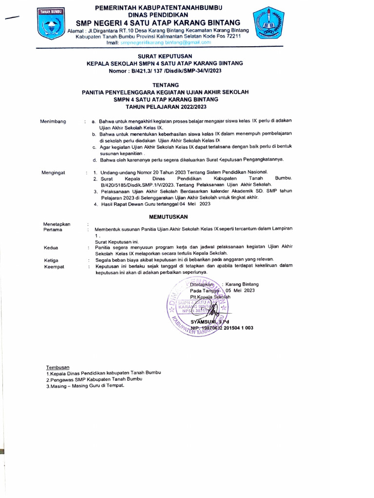 SK Panitia UAS | PDF