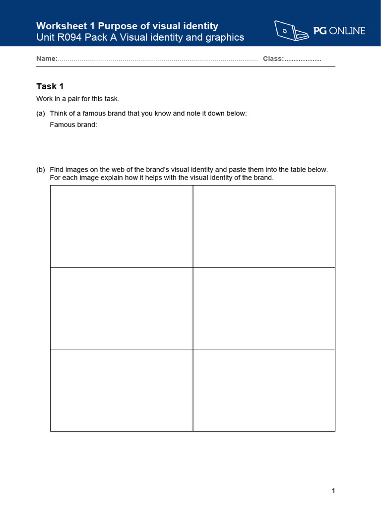 T1 Worksheet 1 | PDF | Brand | Graphics