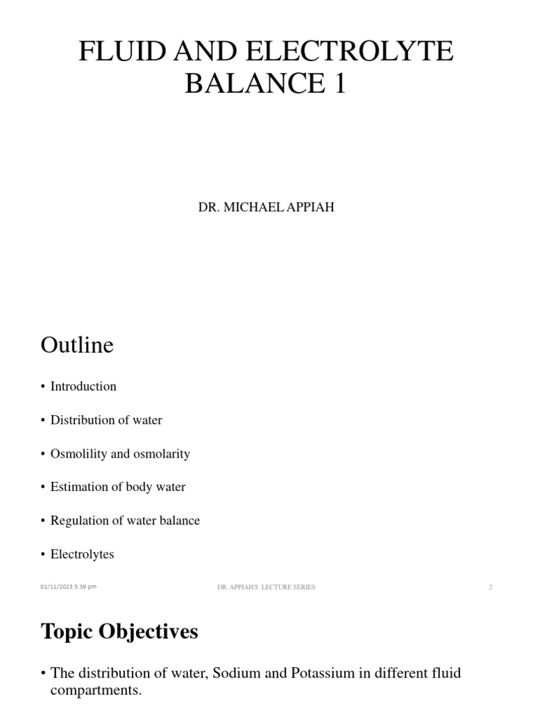 FLUID AND ELECTROLYTE BALANCE 1 | PDF | Osmosis | Physiology