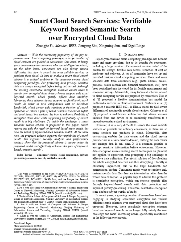 Smart Cloud Search Services Verifiable Keyword-Based Semantic Search Over Encrypted Cloud Data ...