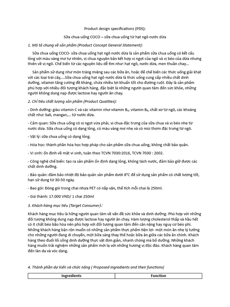 Product design specifications- ptsp | PDF