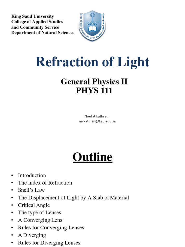 Lecture 7 5 | PDF | Refraction | Eye Lecture 7 5 | PDF | Refraction | Eye