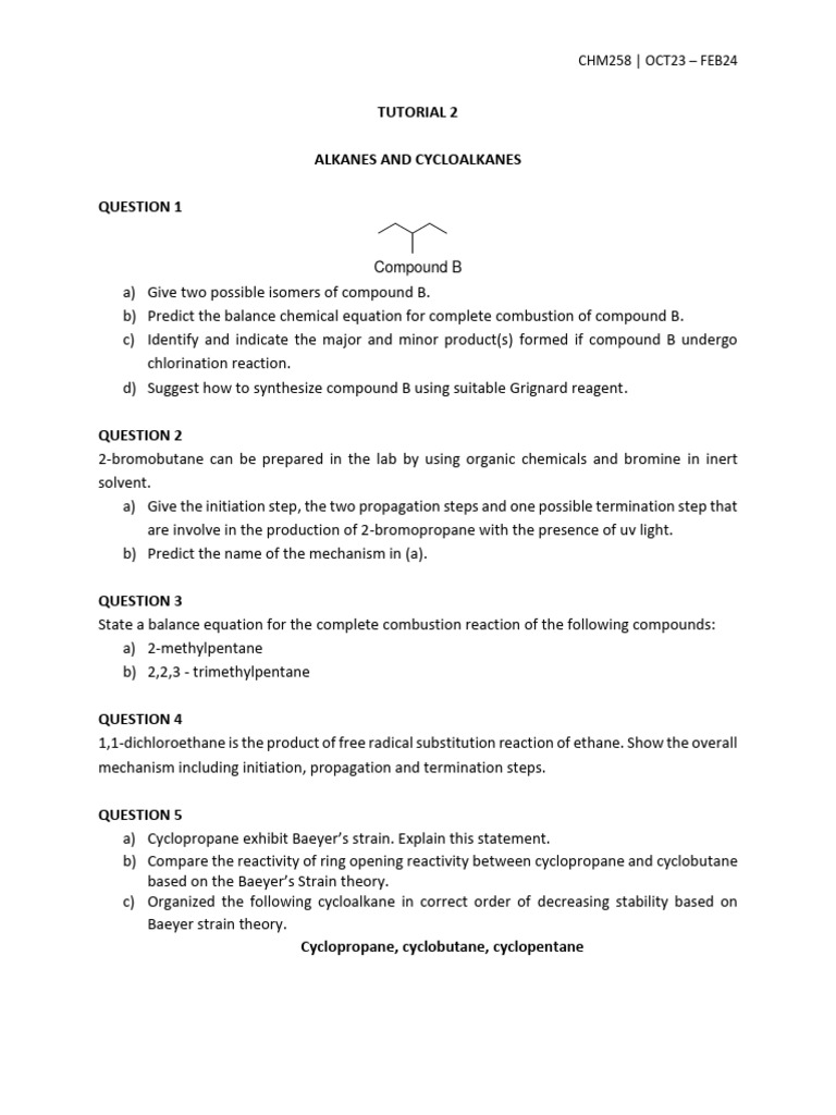 chm258 Tutorial2 | PDF