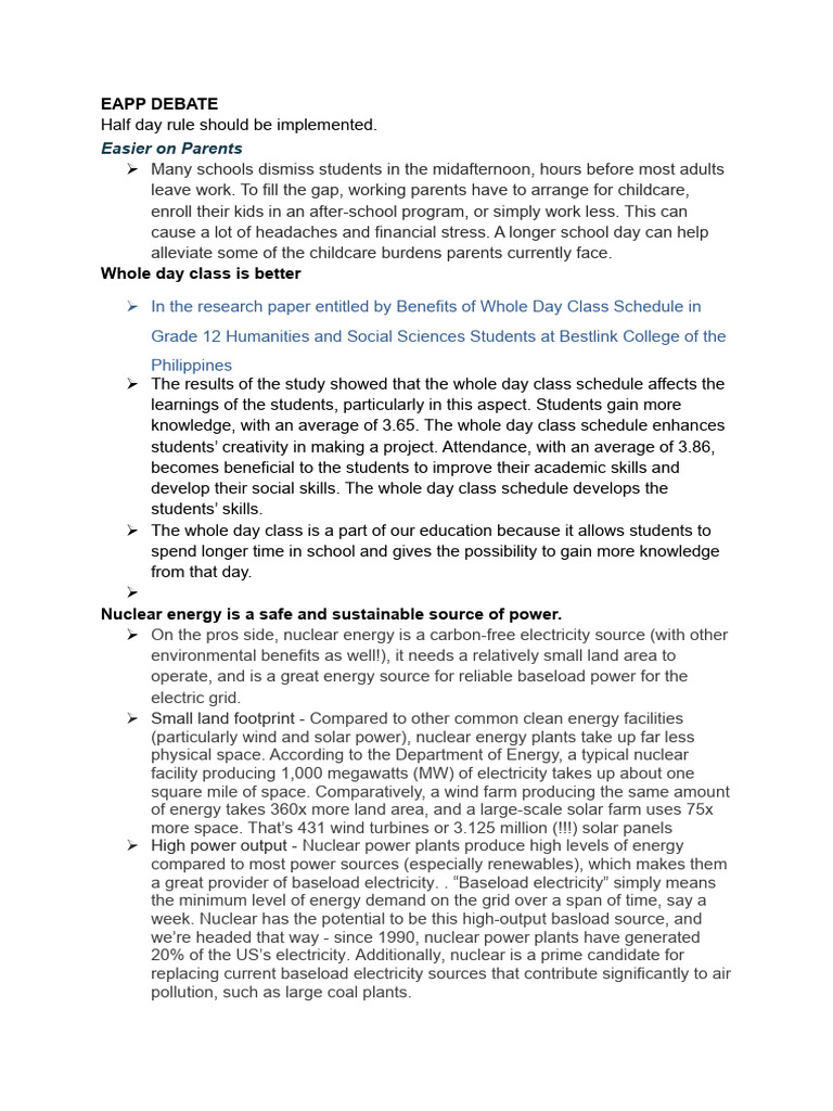 eapp debate | PDF | Sustainable Energy | Nuclear Power