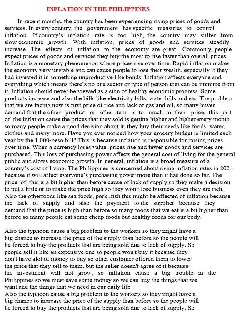 Inflation in The Philippines | PDF | Cost Of Living | Inflation