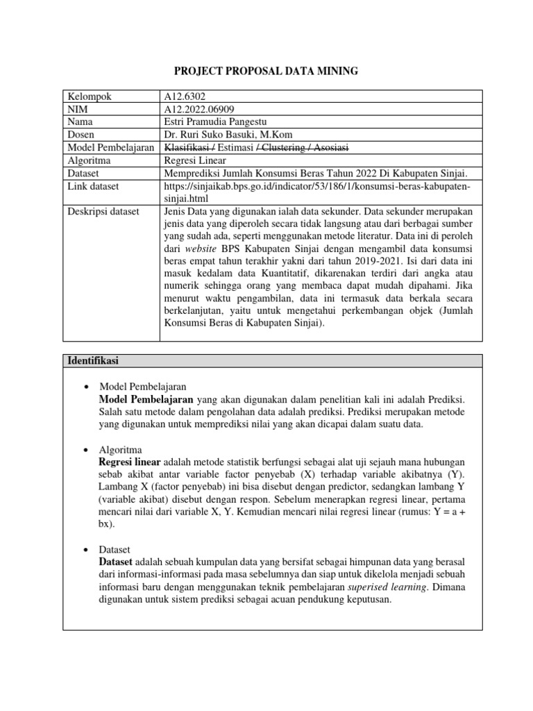 Data Mining Implementasi Algoritma Regresi Linear | PDF