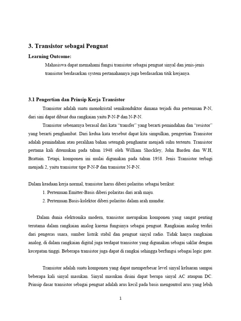 Transistor Sebagai Penguat | PDF | Sains & Matematika