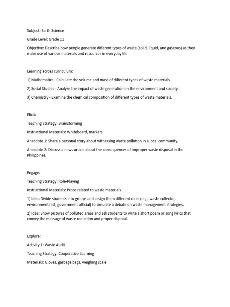 Lesson Plan Waste | PDF | Waste Management | Waste