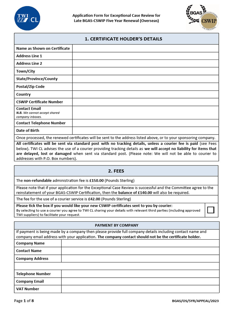 Excep Case Review Form For BGAS 5 Year Renewal (Overseas) - v4 | PDF | Debit Card ...