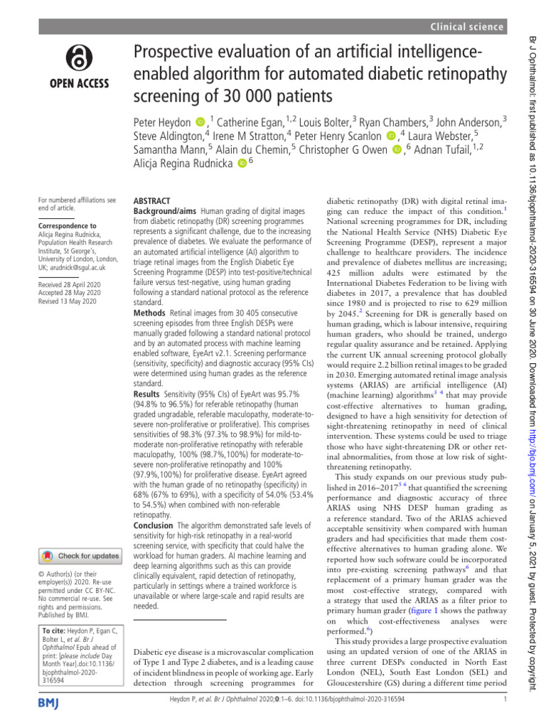 BJOphthalmol 2020 316594.full | PDF | Sensitivity And Specificity | Machine Learning