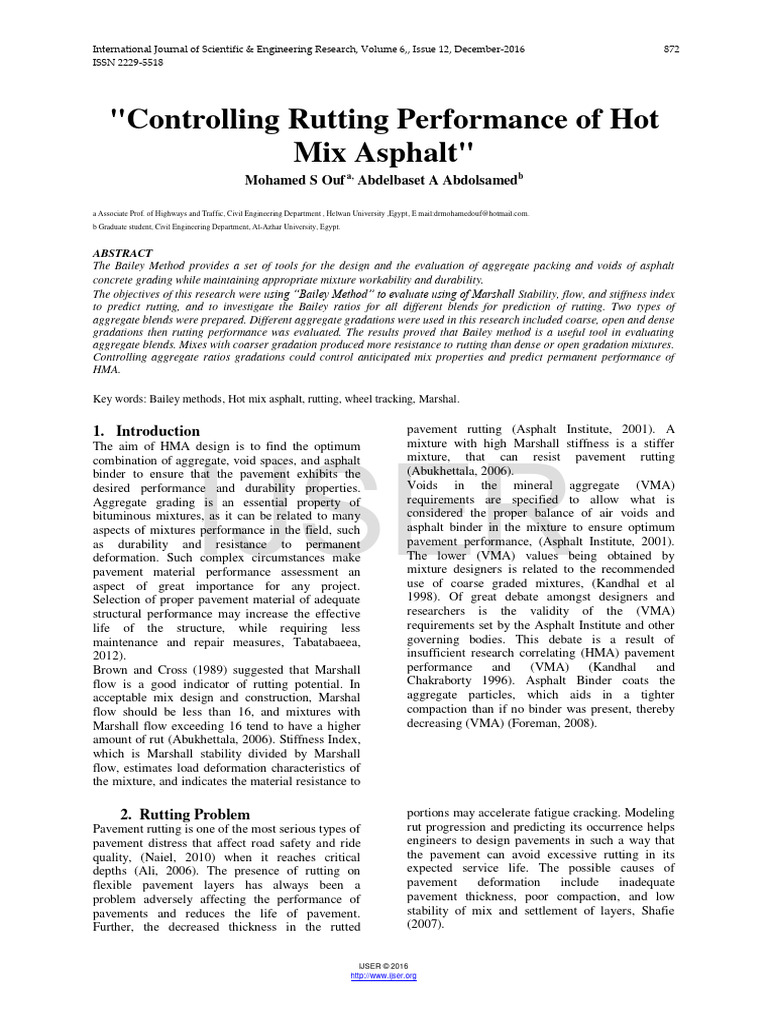 Controlling Rutting Performance of Hot Mix Asphalt | PDF | Technology ...