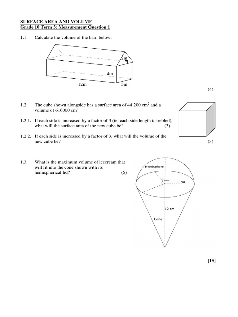 Grade 10 Measurement WORKSHEETS | PDF