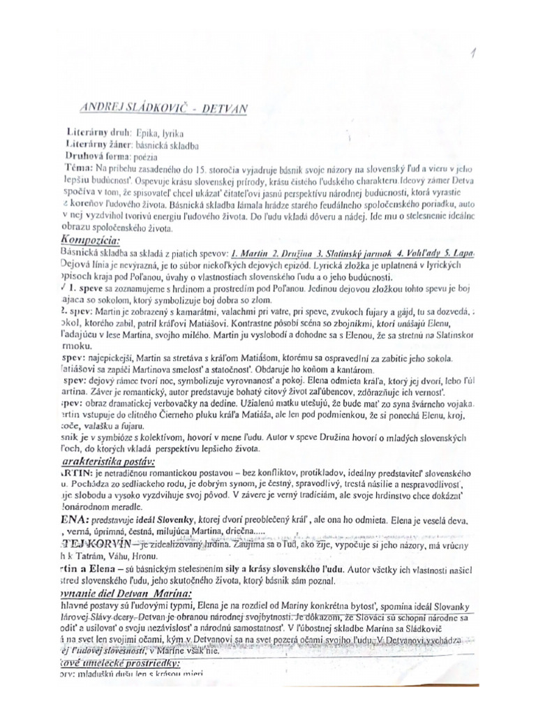 Andrej Sládkovic - Detvan | PDF